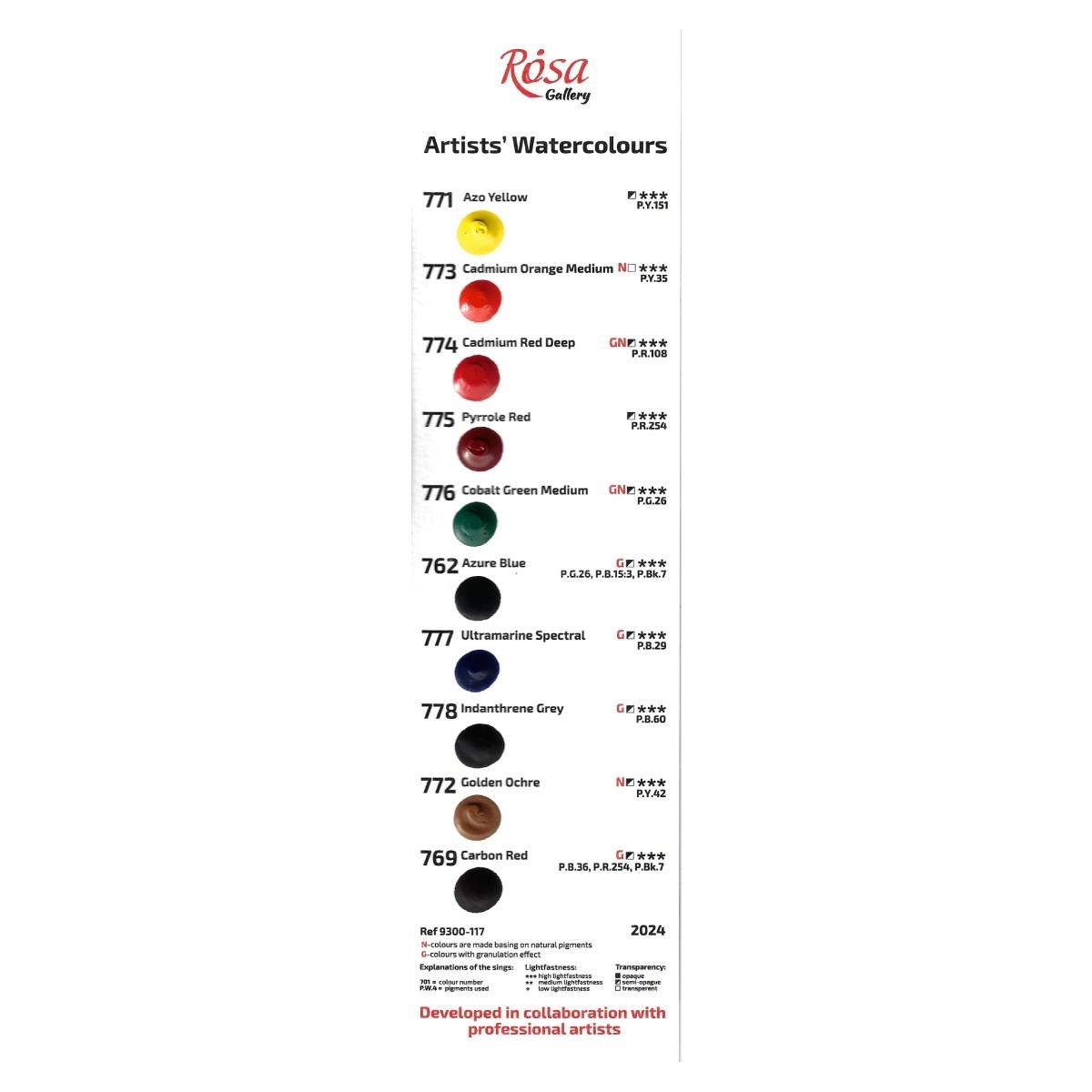 Rosa Gallery Watercolour Dot Card – 10 Colours | Artist Sample Sheet
